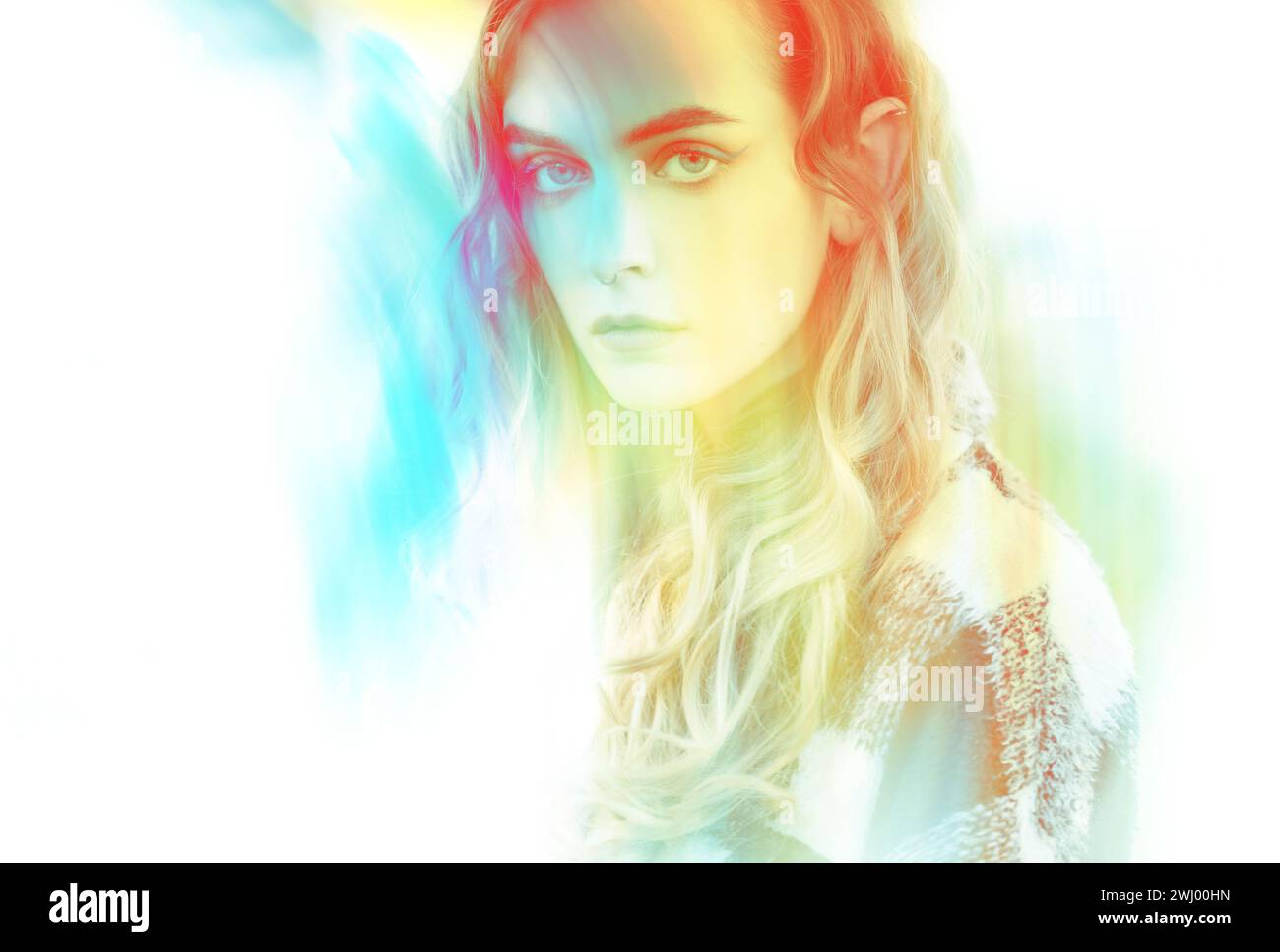 Abstract portrait of young woman. Double exposure Stock Photo - Alamy