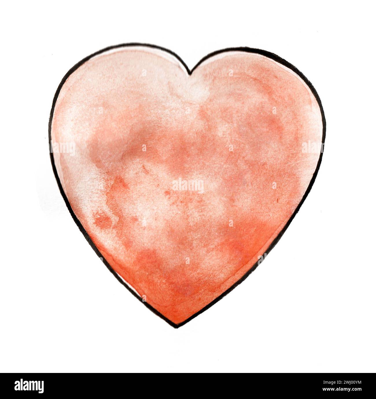 Heart isolated on white background. The color is peach fuzz. Black ...