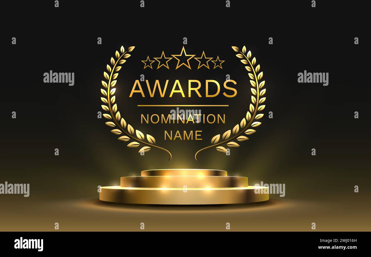Awards nomination name podium, golden prize event, scene star ceremony ...