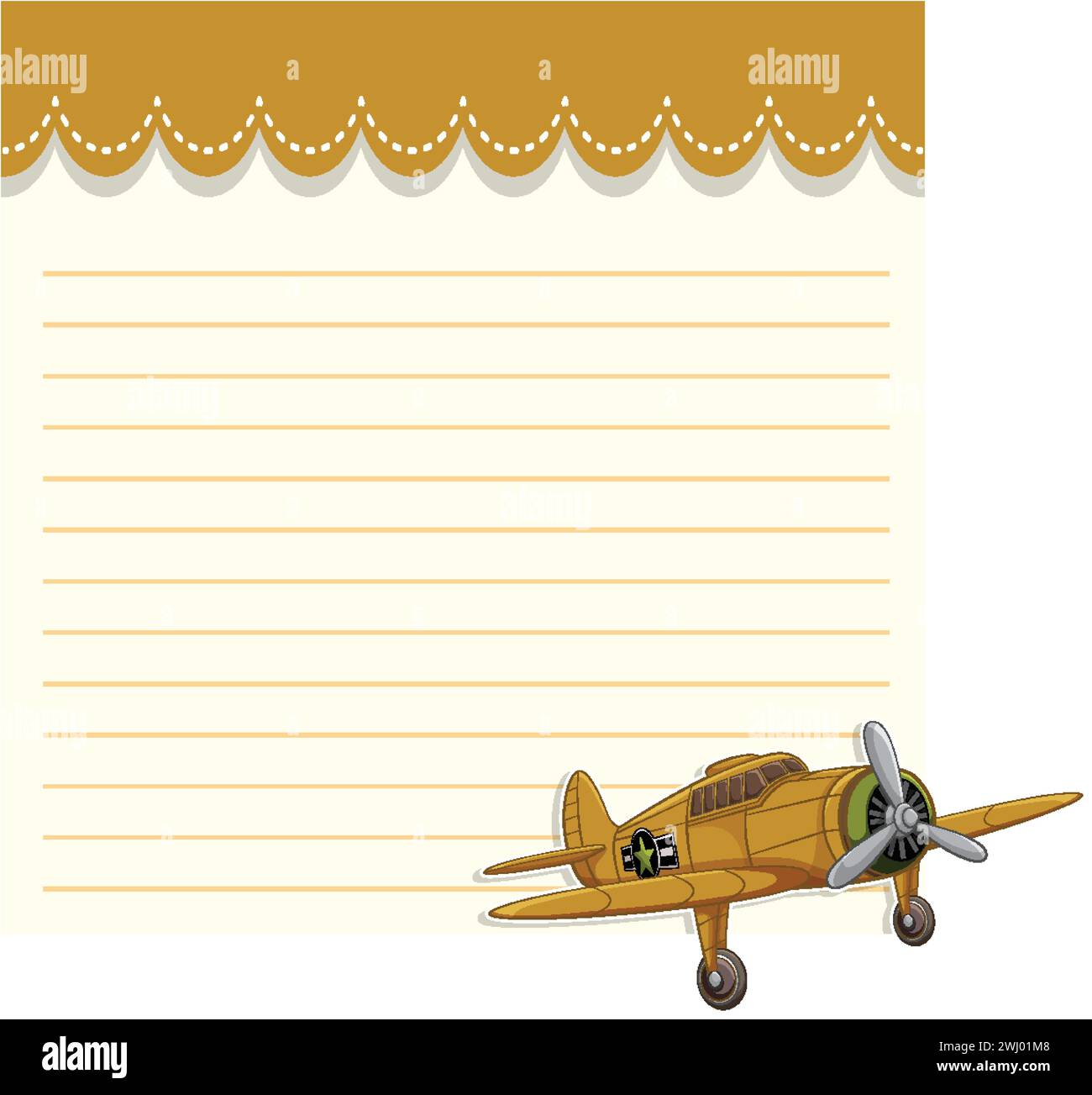Old-fashioned aircraft illustration on notepad background Stock Vector ...
