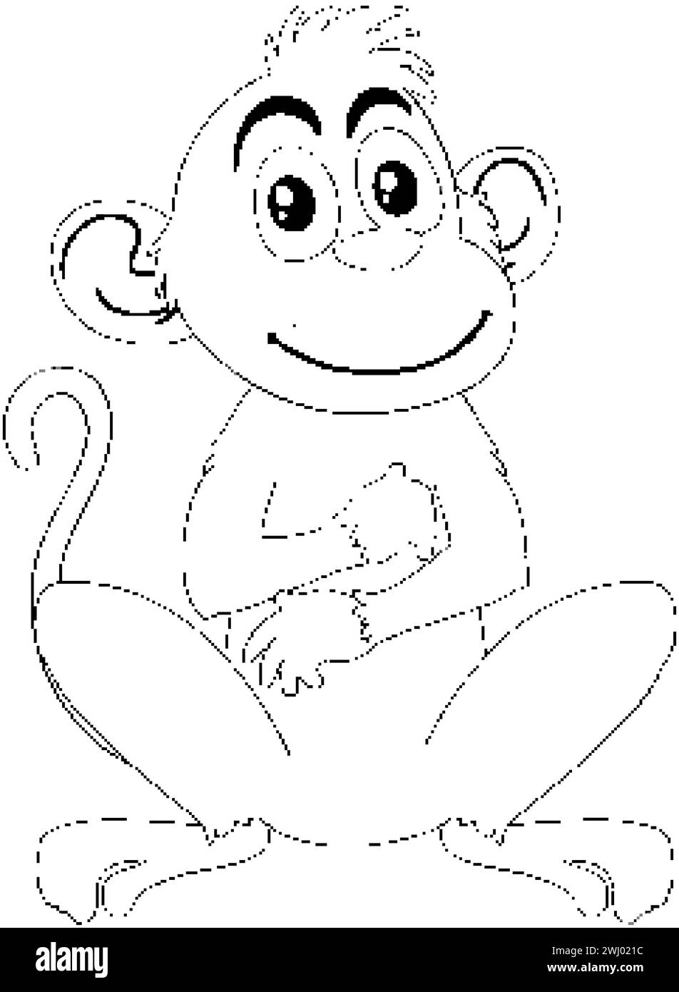 Vector illustration of a happy sitting monkey Stock Vector Image & Art ...