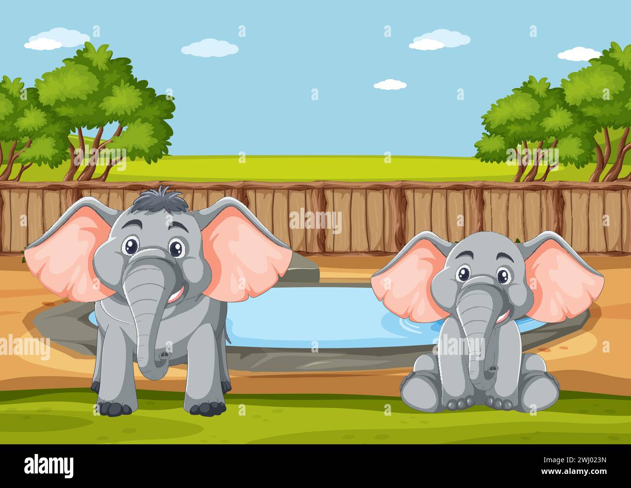 Elephants and trees Stock Vector Images - Alamy