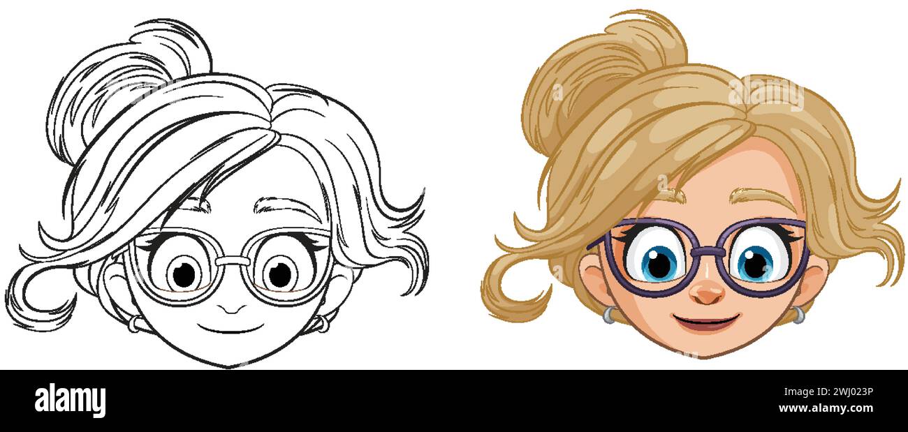 Two stages of a female character design process Stock Vector Image ...