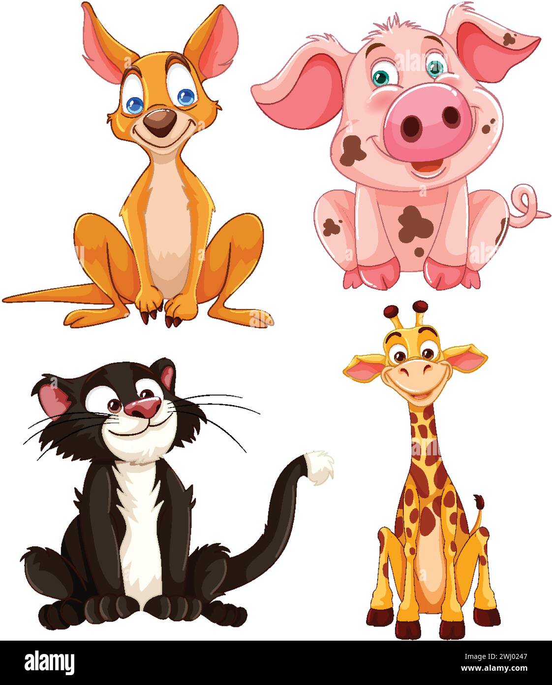 Colorful illustration of various adorable animals Stock Vector Image ...