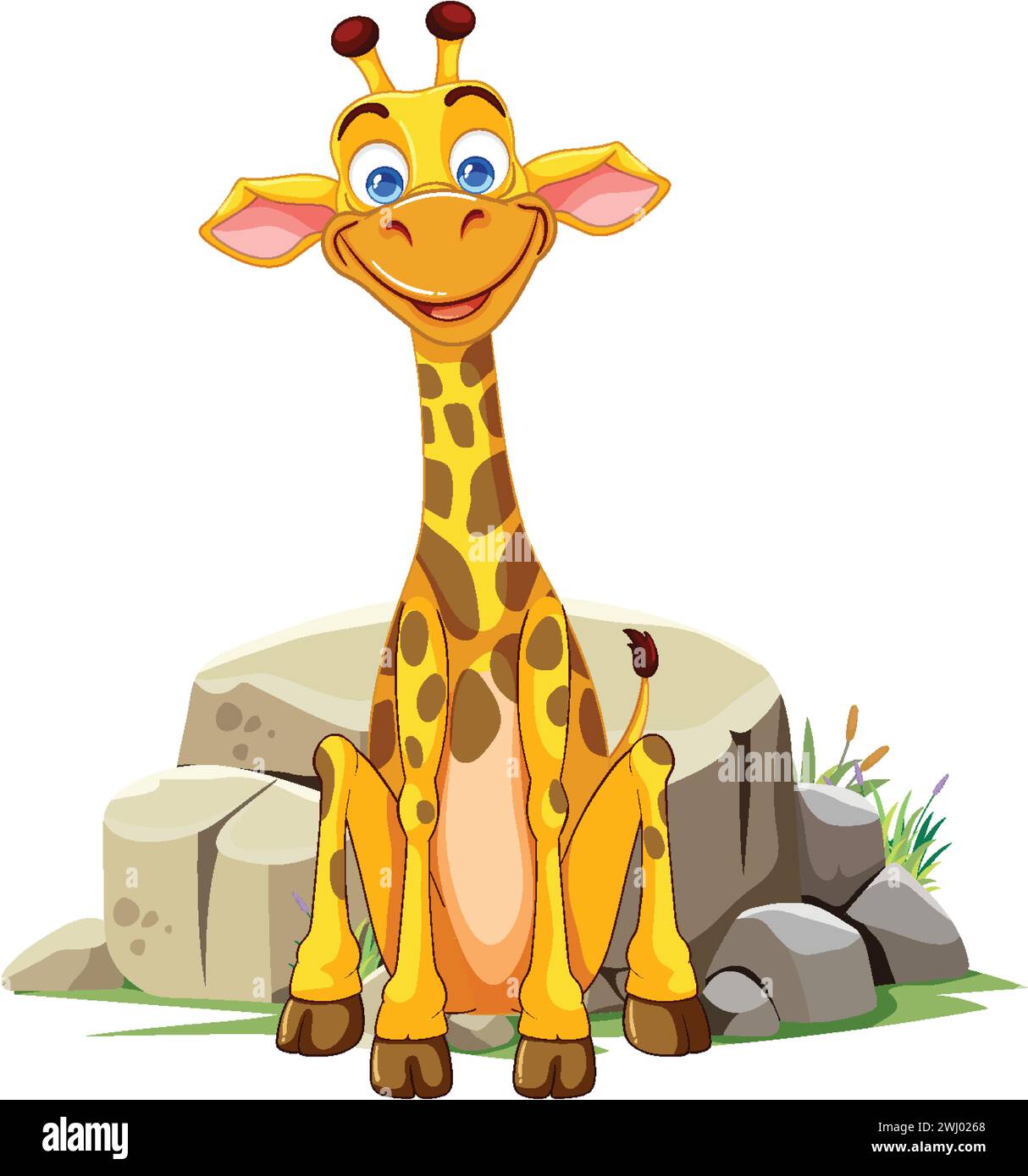 Vector illustration of a happy giraffe sitting down Stock Vector Image ...