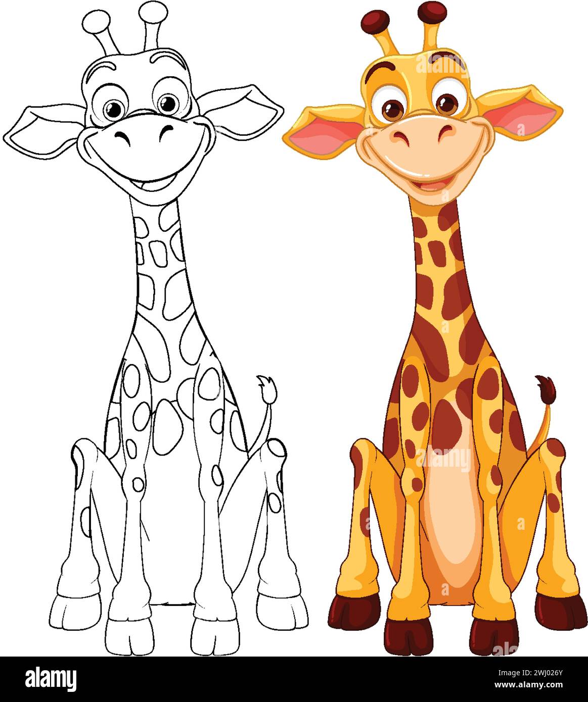 Vector illustration of a giraffe, colored and outlined Stock Vector ...