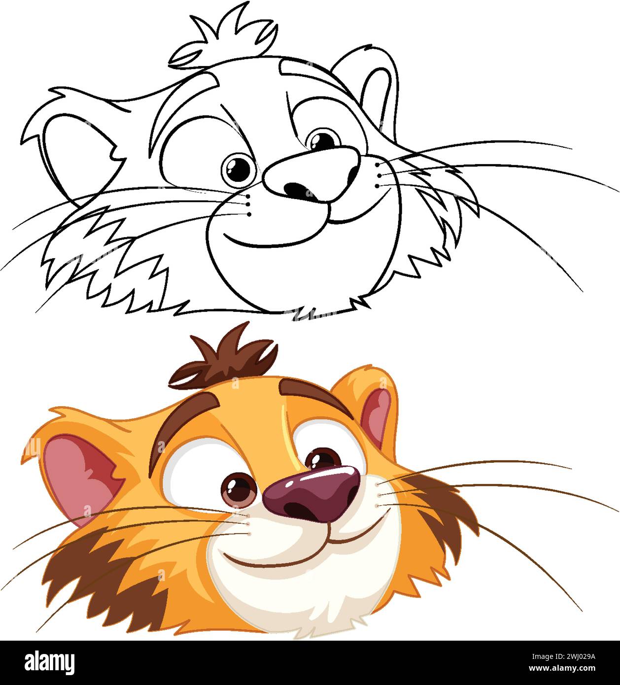 Two smiling animated cat characters illustration Stock Vector Image ...