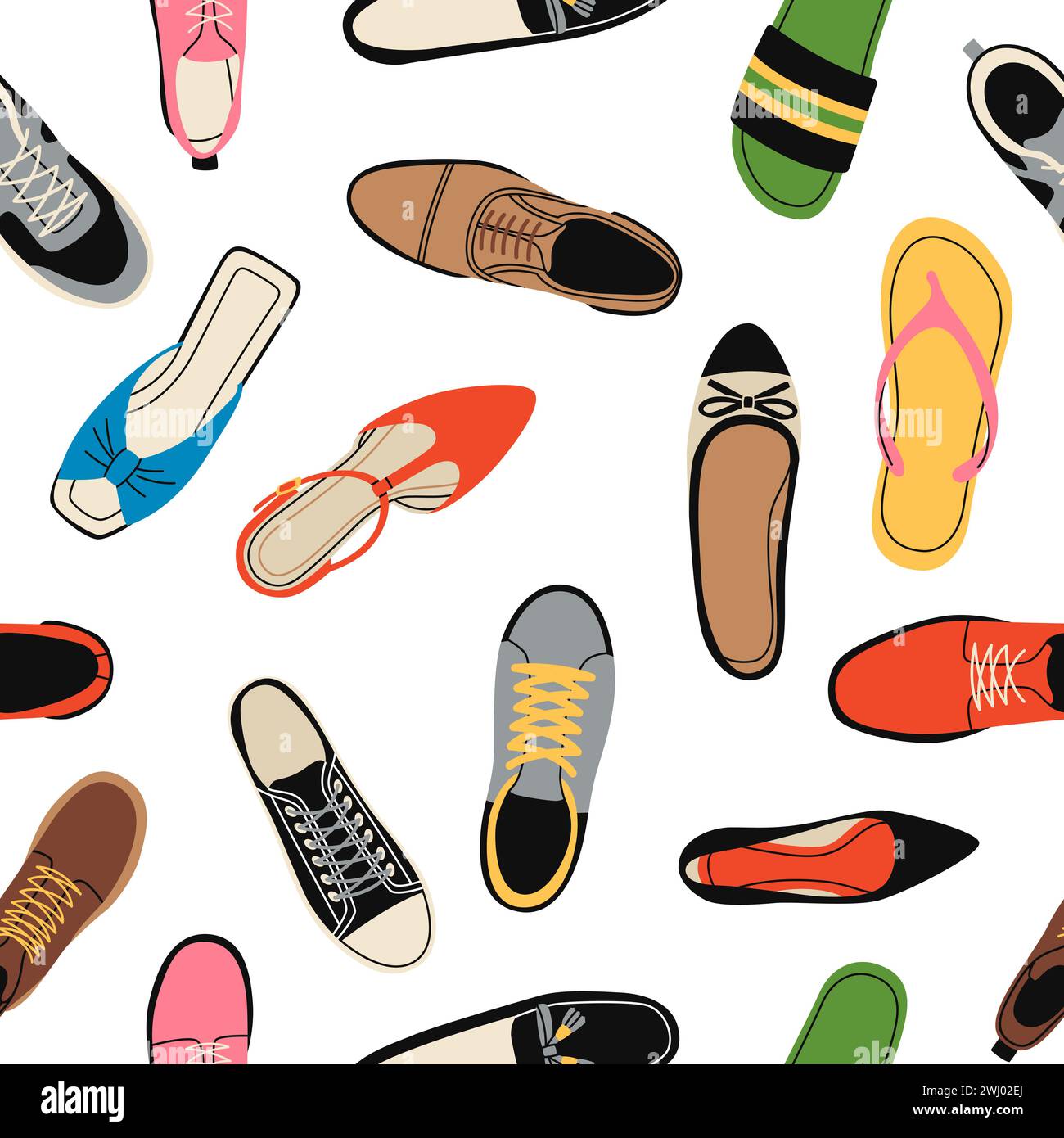 Female and male shoes seamless pattern. Different types of modern ...