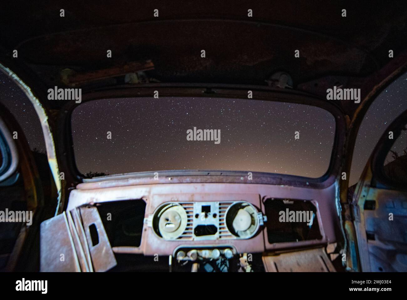 Rusted, Beetle Car, Interior, Night Sky, Milky Way, Stars, Windshield ...
