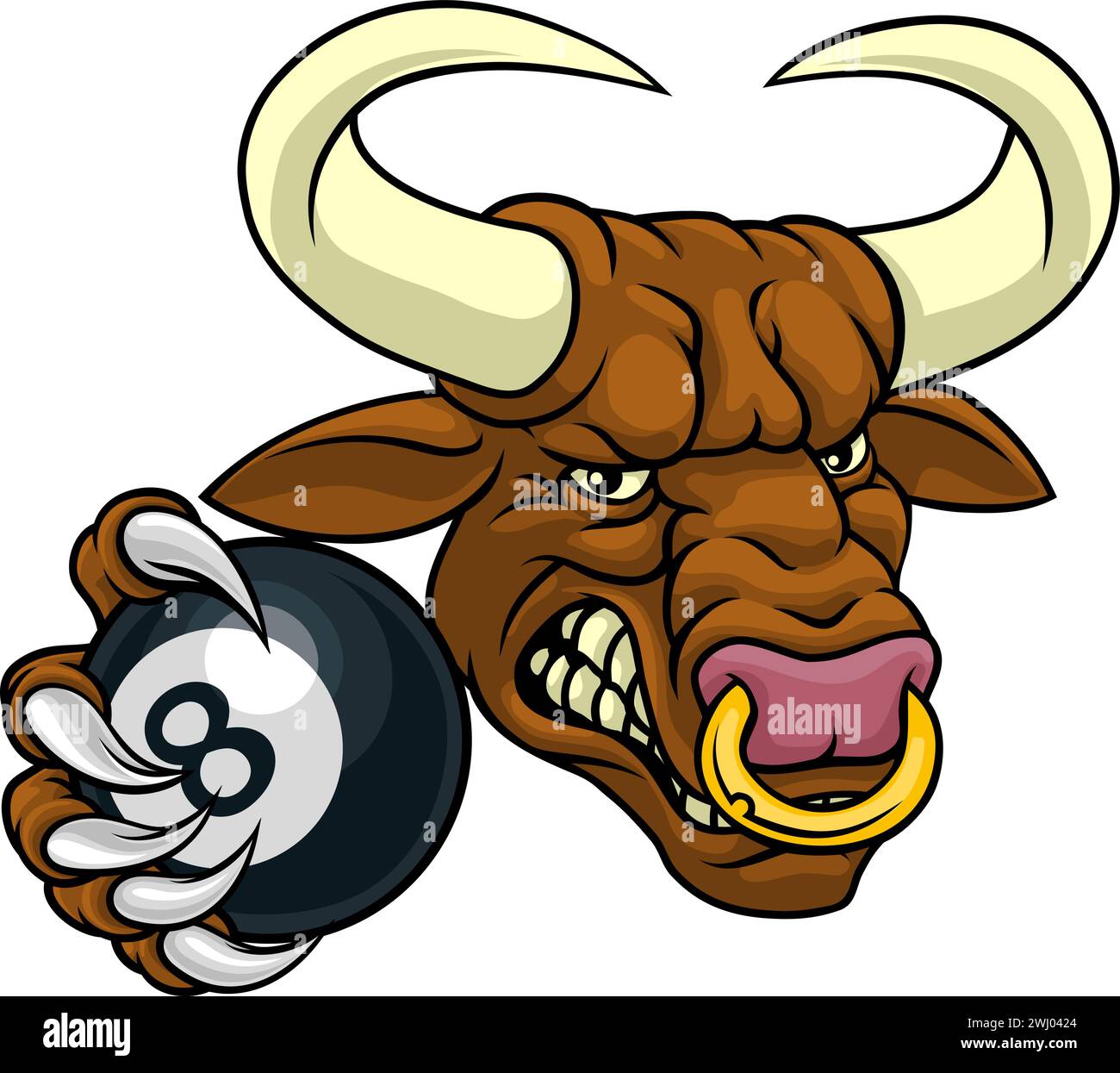 Bull Minotaur Longhorn Cow Pool Mascot Cartoon Stock Vector Image & Art ...