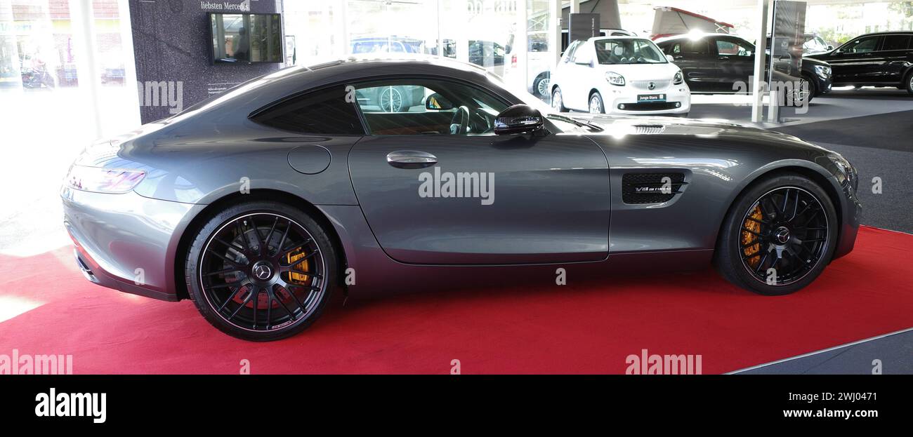 tterbeck, Germany - Nov 1 2022 The side of a metallic grey Mercedes ...