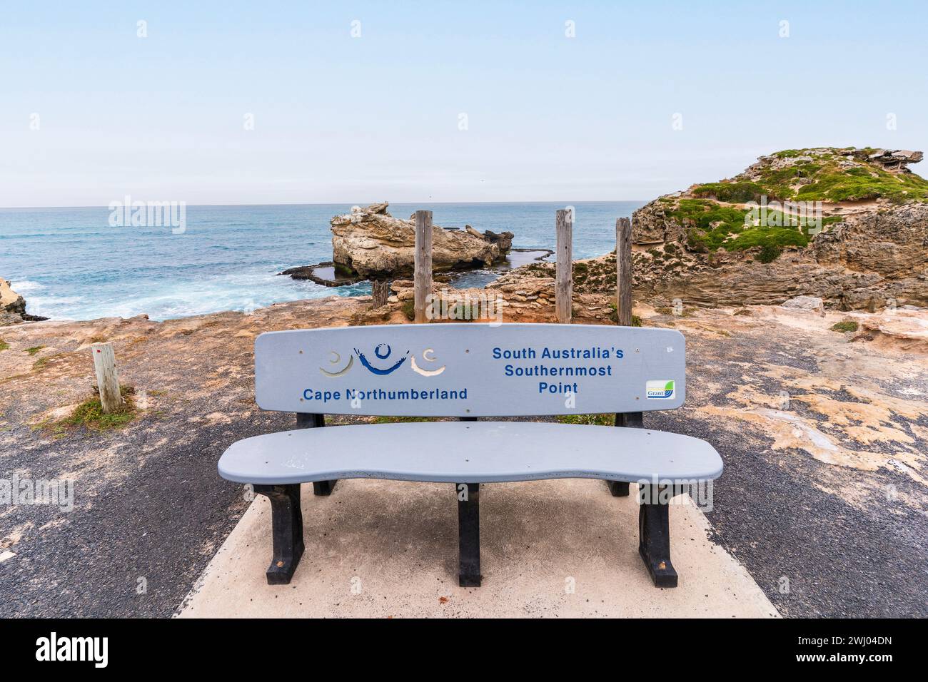 PORT MACDONNELL, SA AUSTRALIA - 17 NOV 2023: Bench at South Australia's ...