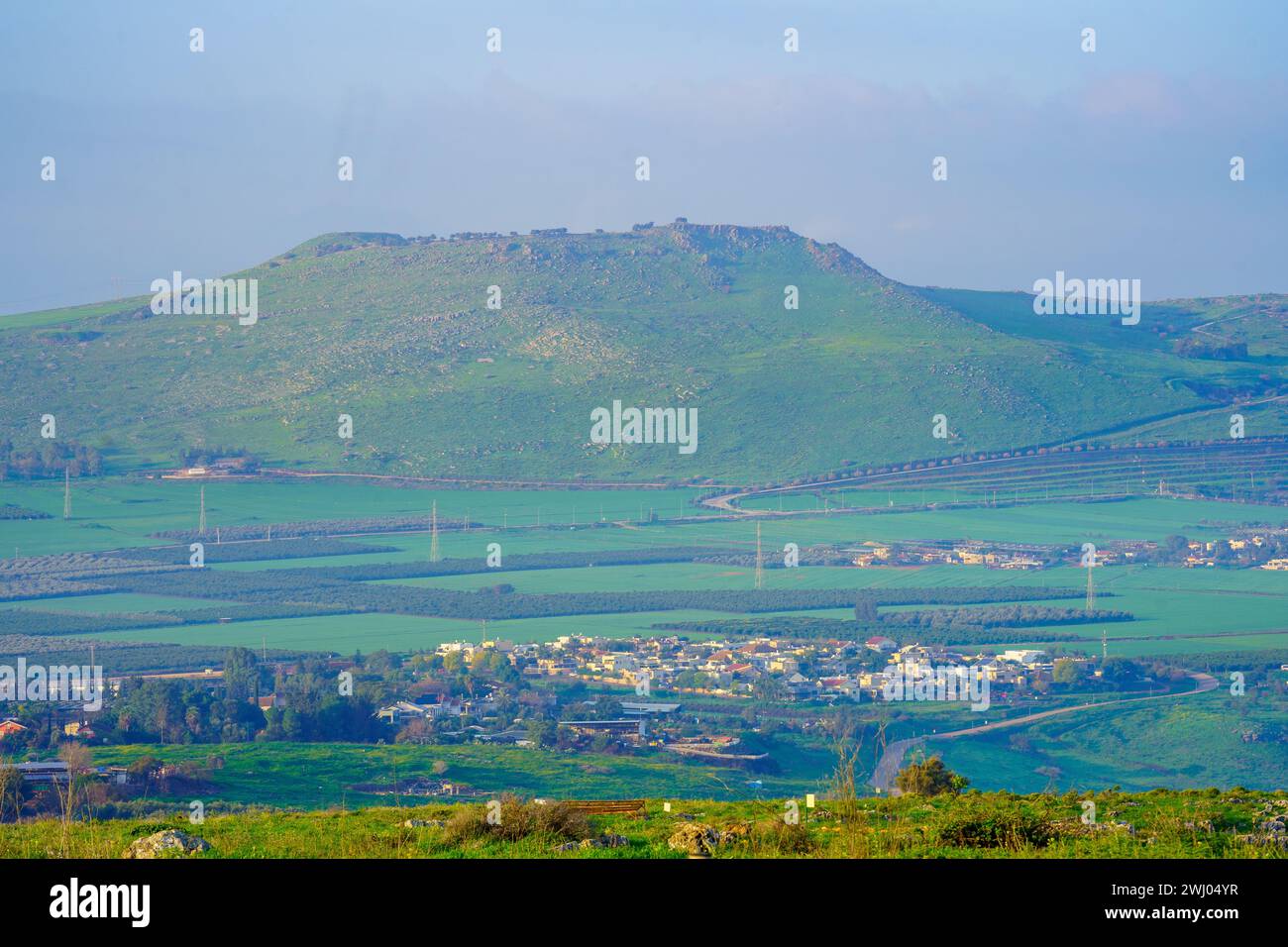 Landscape of countryside and the horns of hattin, in Mount Arbel ...