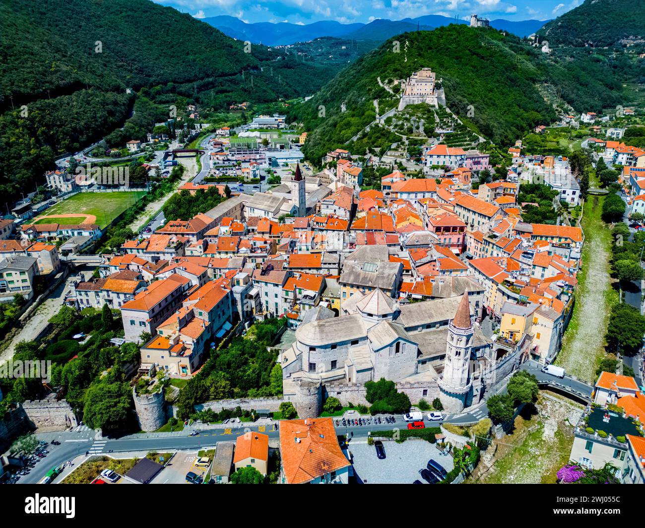 Architecture of Finalborgo, the historical center of Finale Ligure on ...