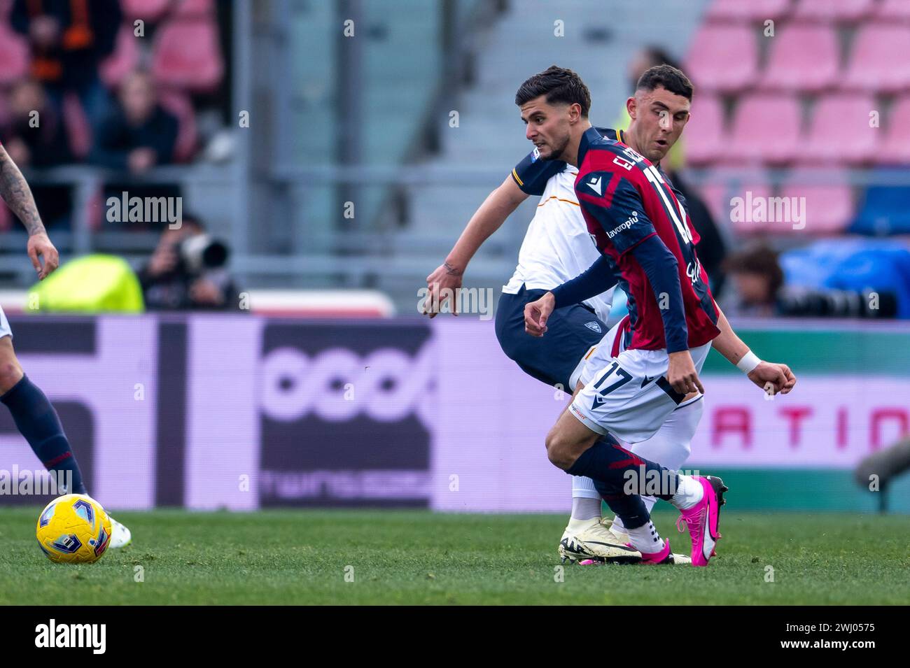 Roberto Piccoli (Lecce)Oussama El Azzouzi (Bologna) during the Italian ...