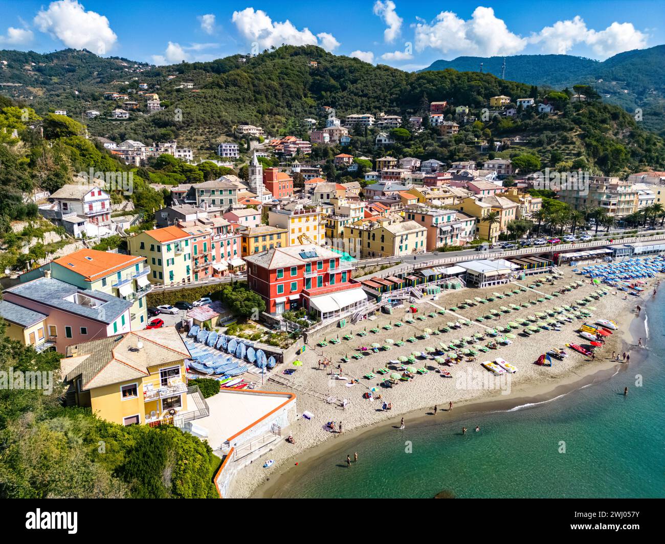 Aerial view of the tourist resort Moneglia, Liguria, Italy Stock Photo ...