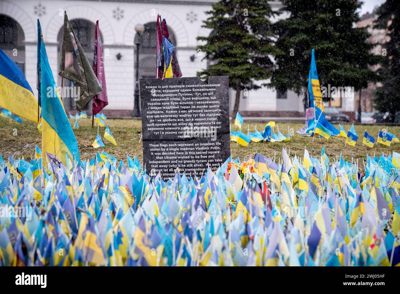 Kyiv, Kyiv City, Ukraine. 11th Feb, 2024. Ukraine flags for fallen ...