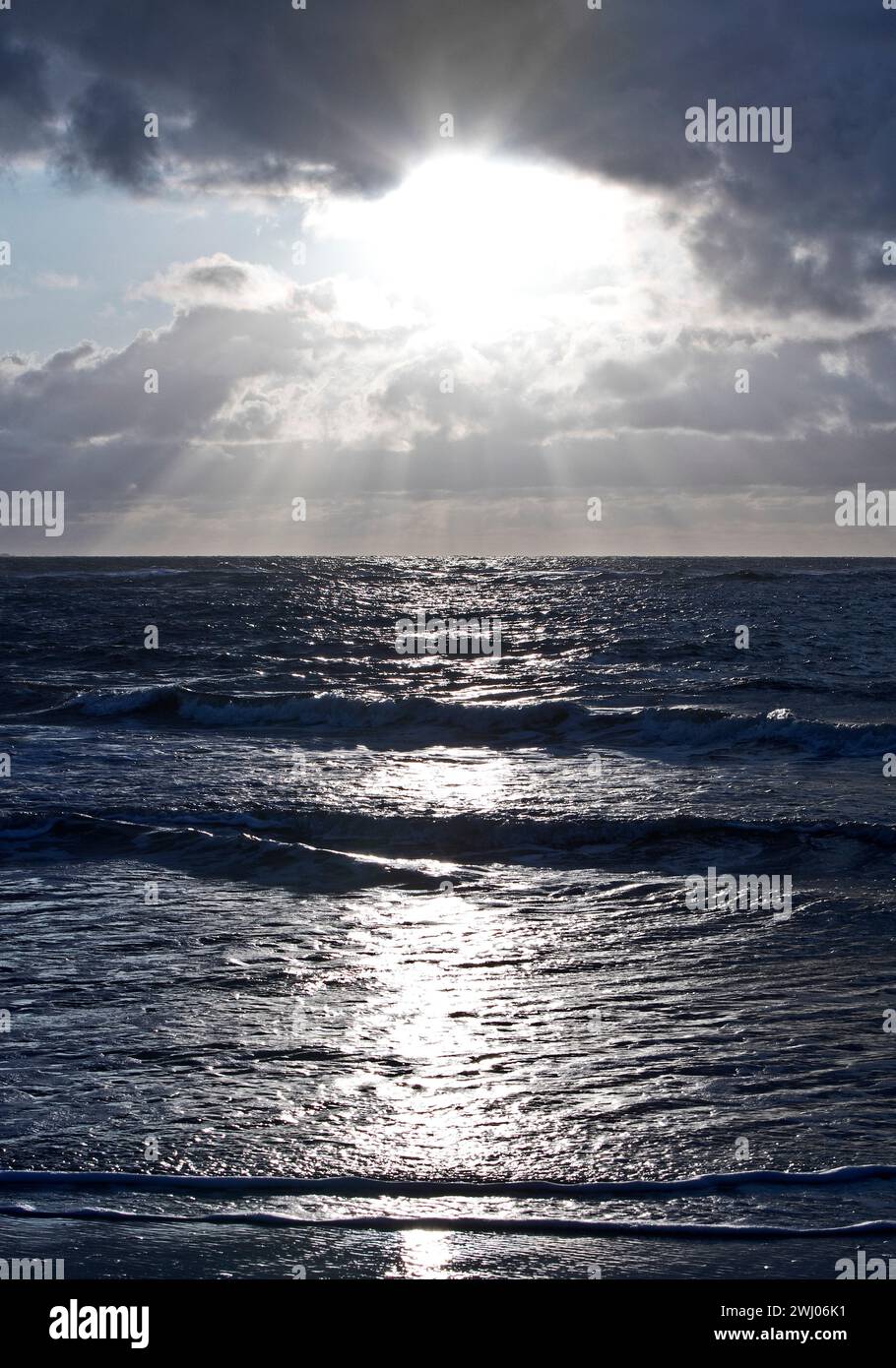 Flood fringe in the mudflat landscape with dramatic clouds, North Sea ...