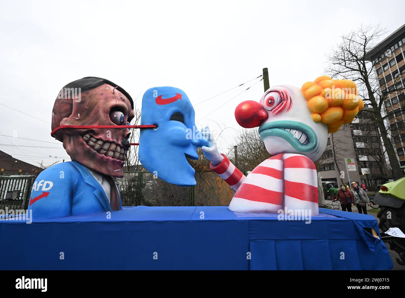 Duesseldorf, Germany. 12th Feb, 2024. An AfD float is driven to the ...