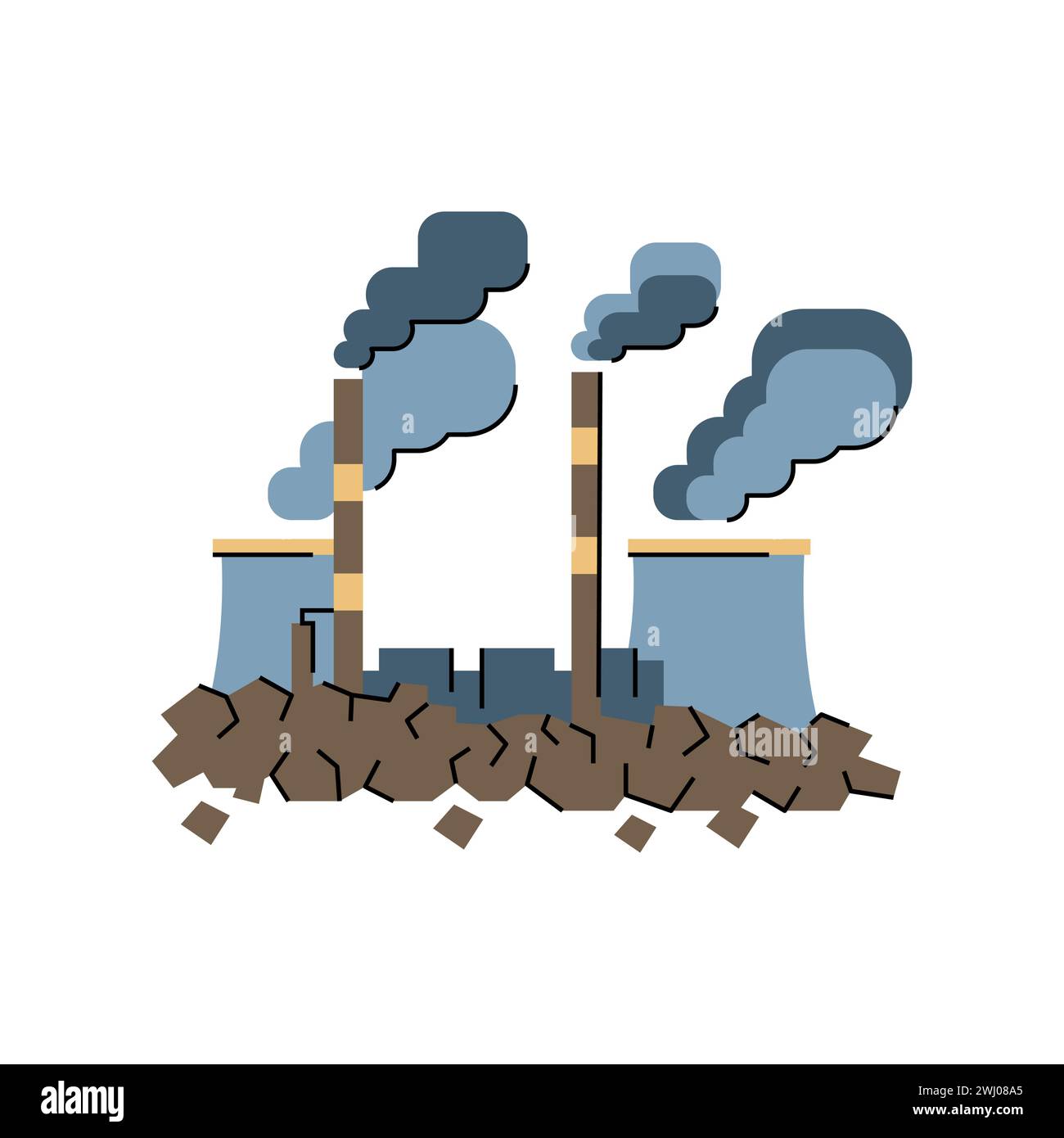 Coal-fired power station color line icon. Renewable energy sources ... Coal-fired power station color line icon. Renewable energy sources ...
