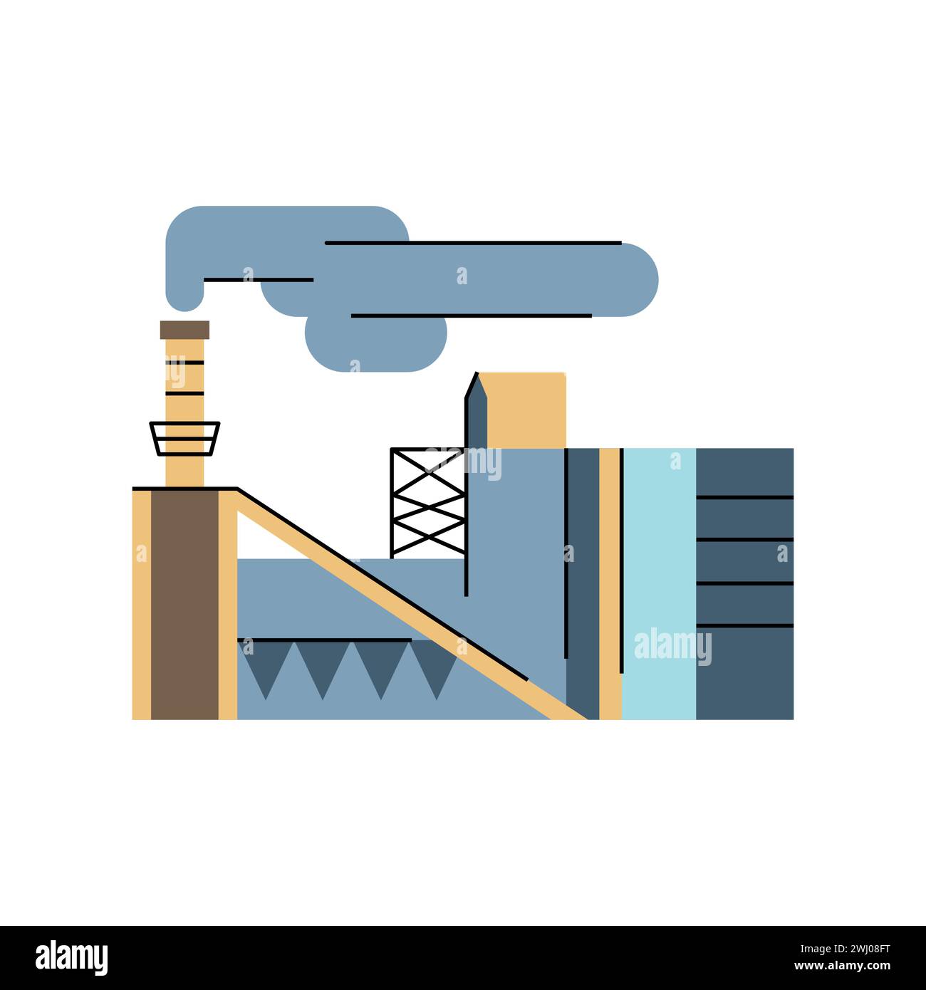 Biomass plant color line icon. Renewable energy sources. Vector ...
