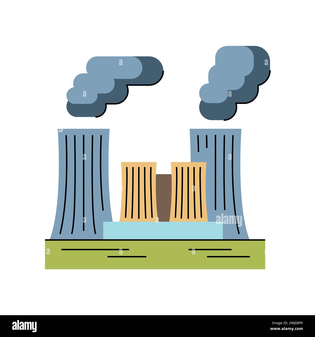 Nuclear power plant color line icon. Alternative energy source. Vector ...