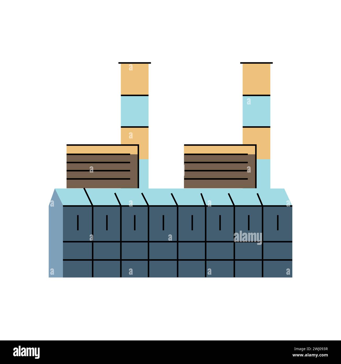 Thermal Power Plant Color Line Icon Alternative Energy Source Vector Isolated Element