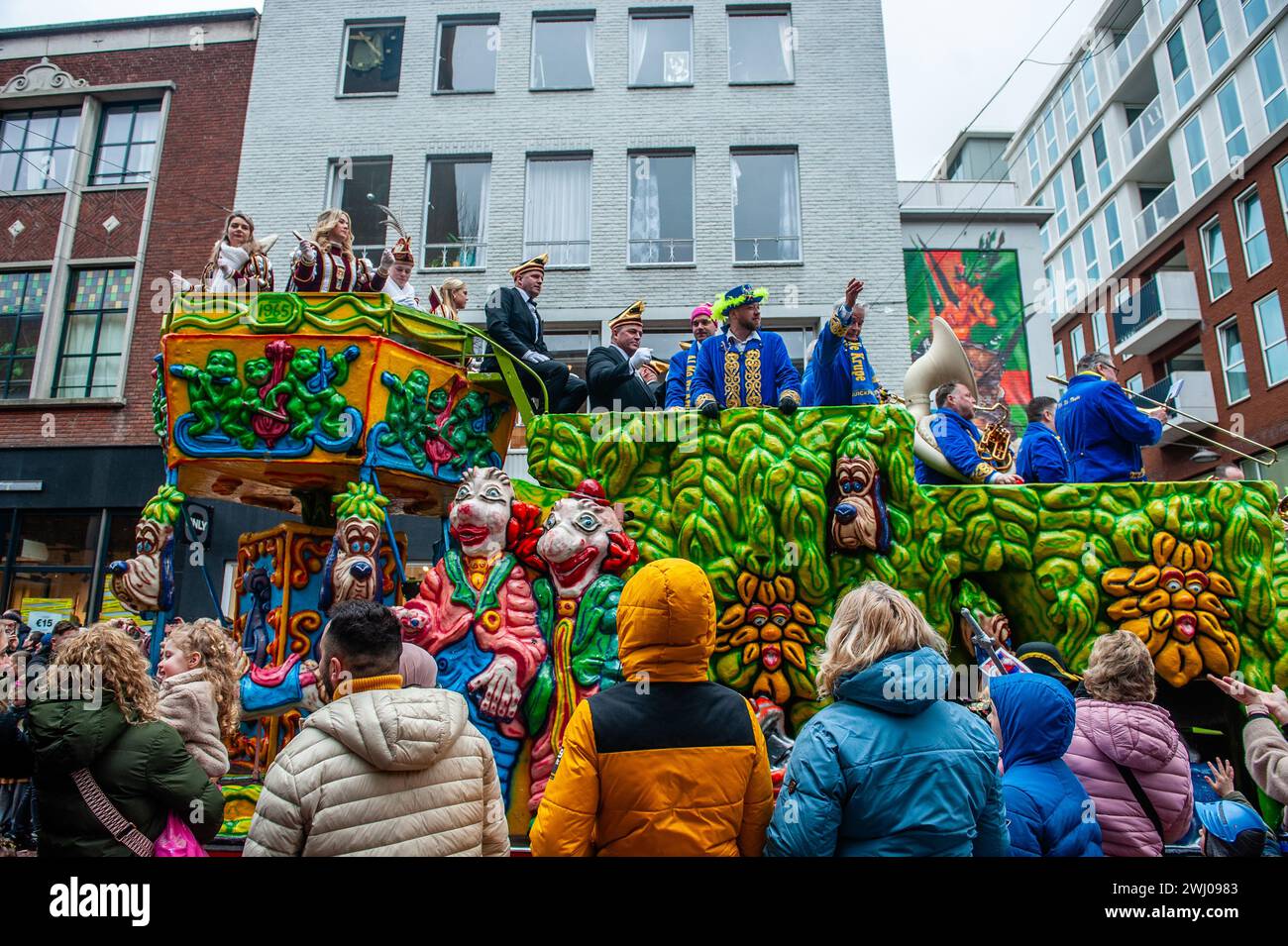 Nijmegen, Netherlands. 11th Feb, 2024. A colorful float is seen passing ...