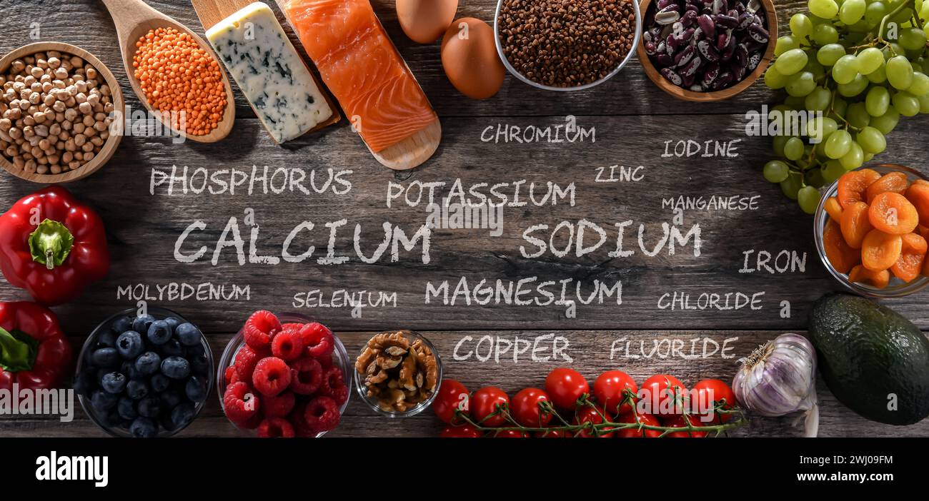 Composition with food products and main minerals essencial for human ...