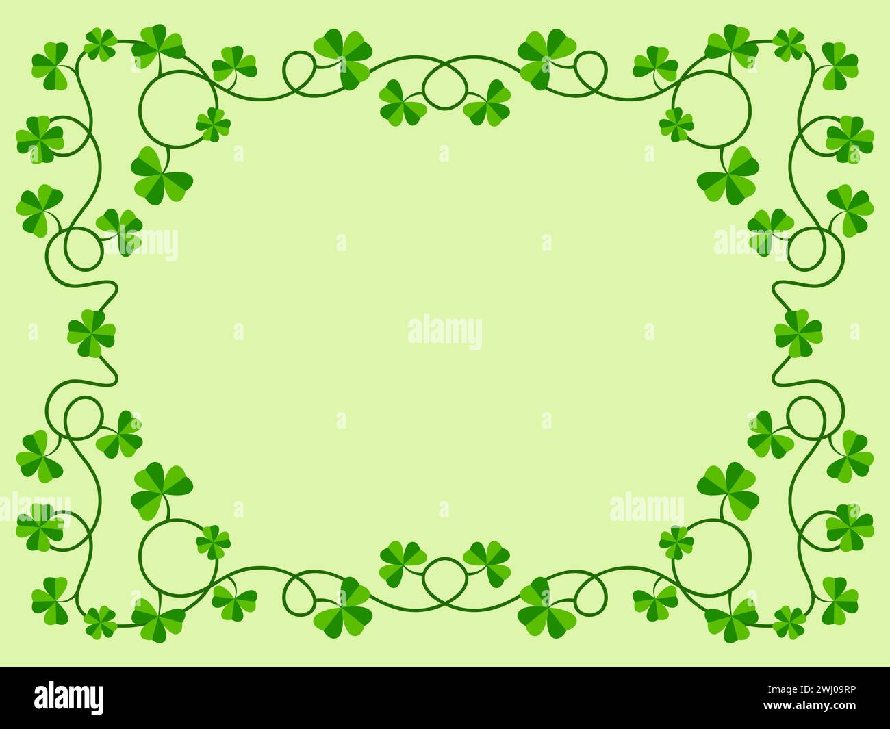Clover leaf frame for St. Patrick's Day. Border with shamrocks with ...