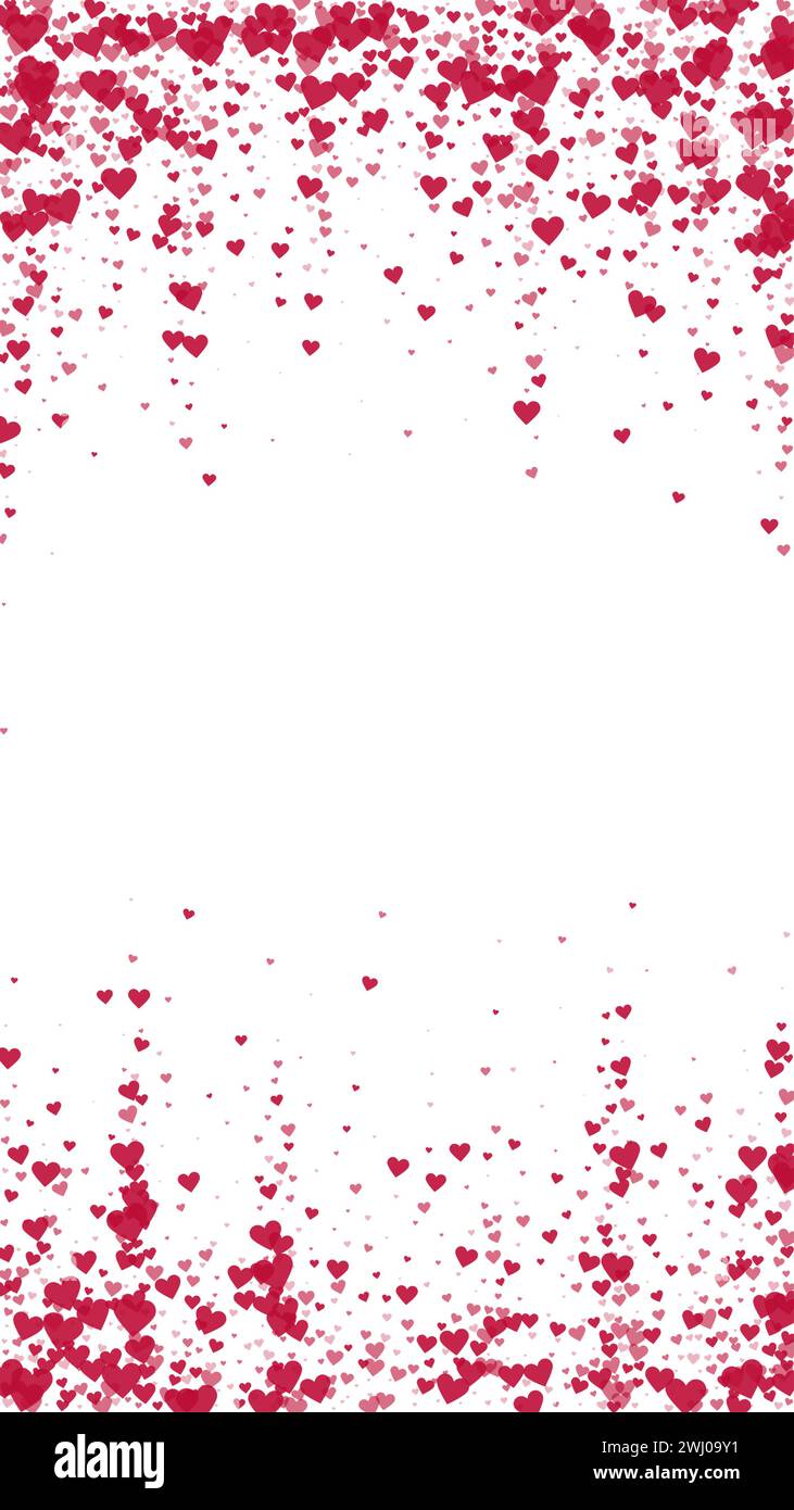 Heart confetti valentine overlay. Red hearts scattered on white ...