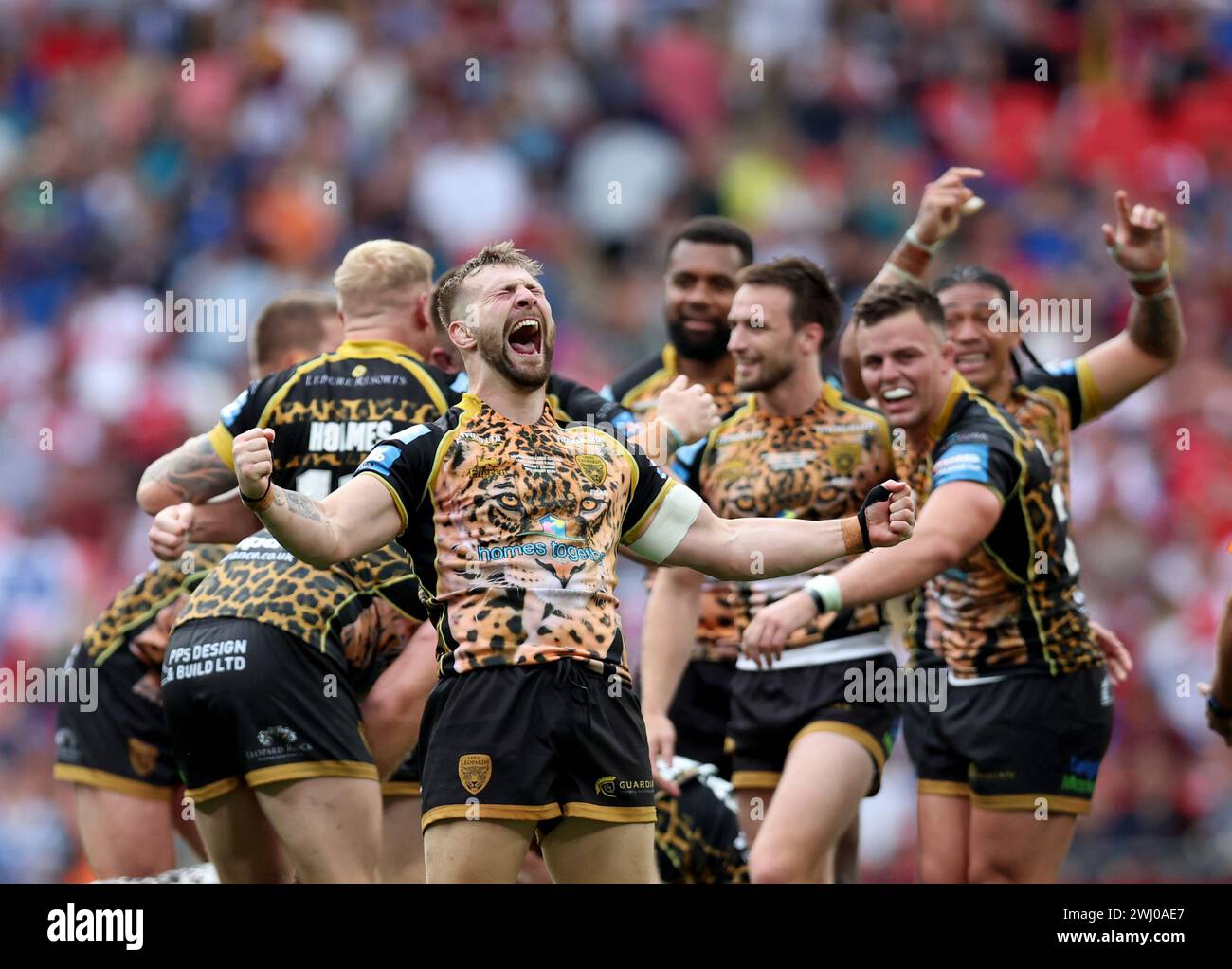 File photo dated 12-08-2023 of Leigh Leopards' Matt Davis celebrates ...