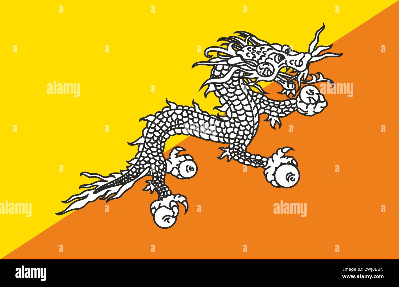 Flag of kingdom of Bhutan. National Bhutan flag. Bhutan national flag ...