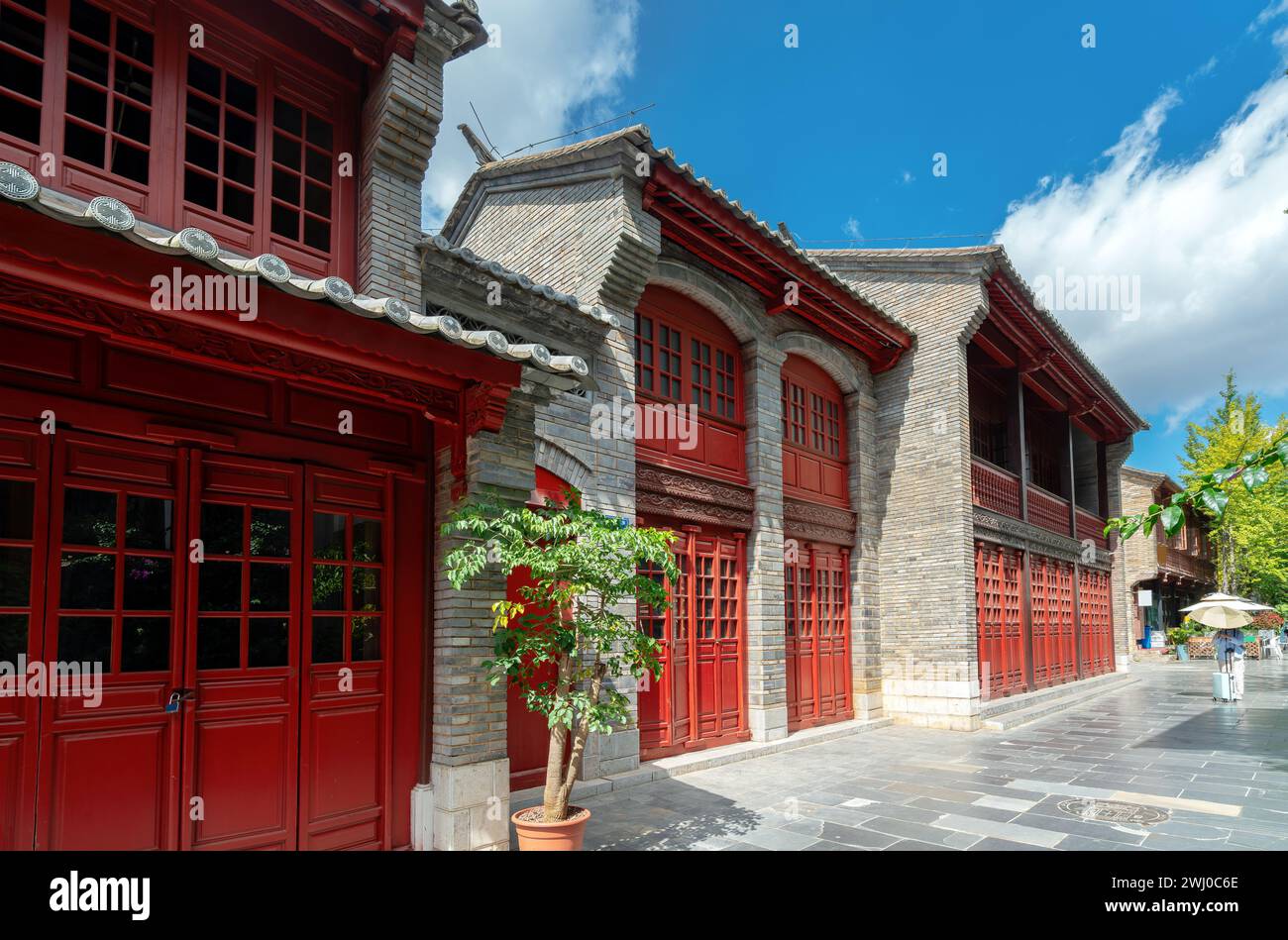 The historical buildings in Hutong, an old street in Kunming, Yunnan ...