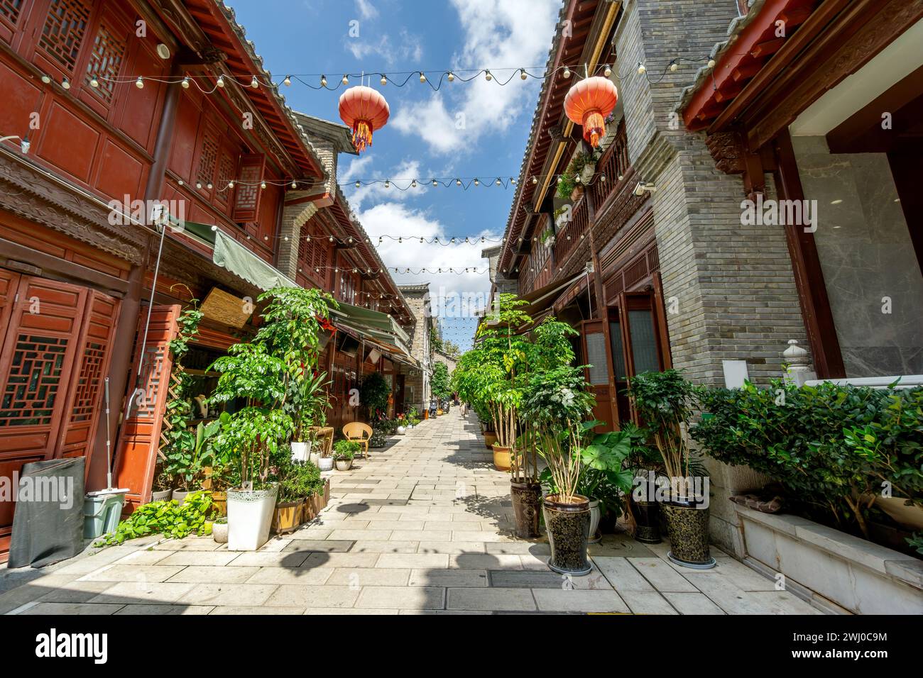 The historical buildings in Hutong, an old street in Kunming, Yunnan ...