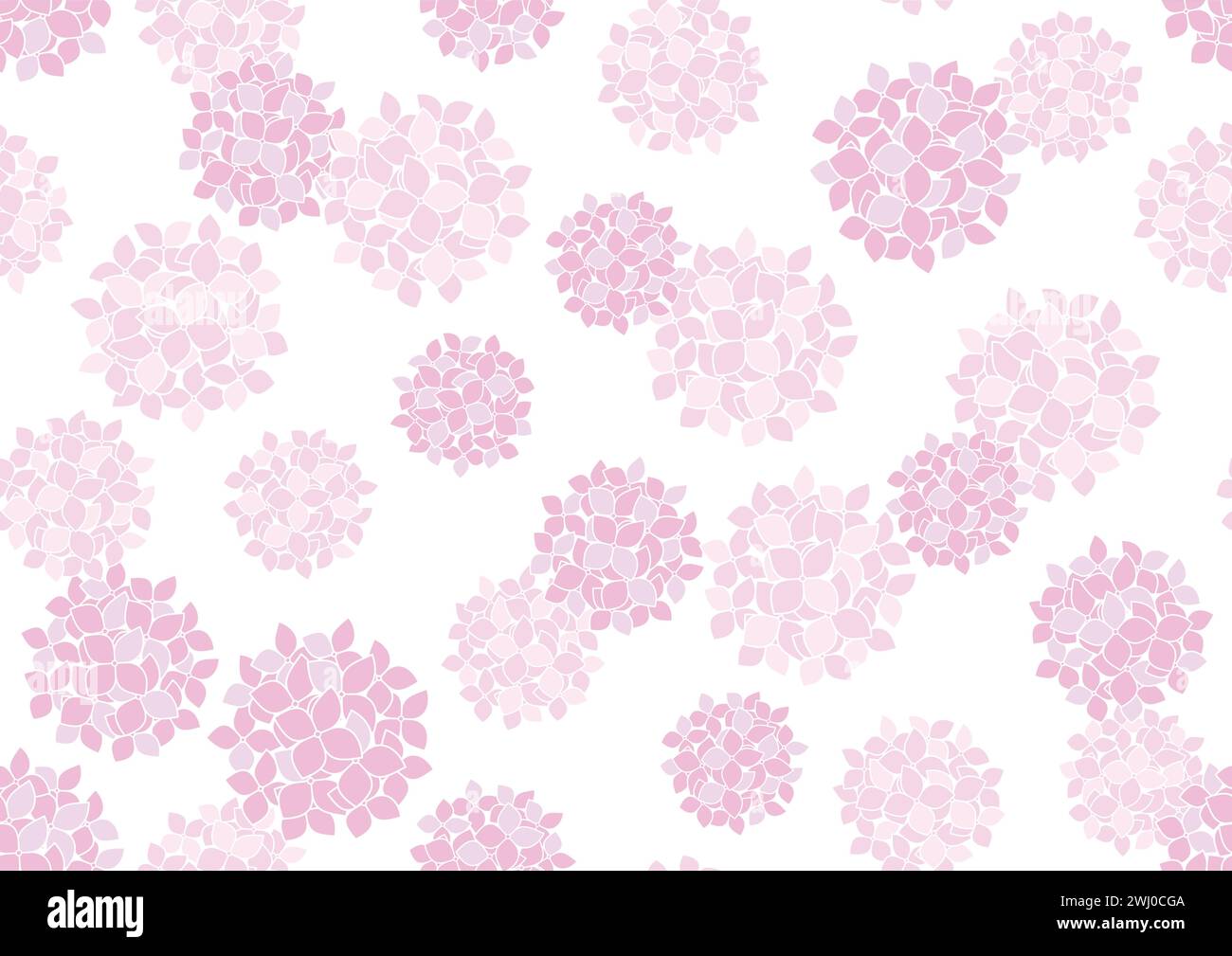 Seamless Pink Hydrangea Floral Pattern Vector Illustration Isolated On ...