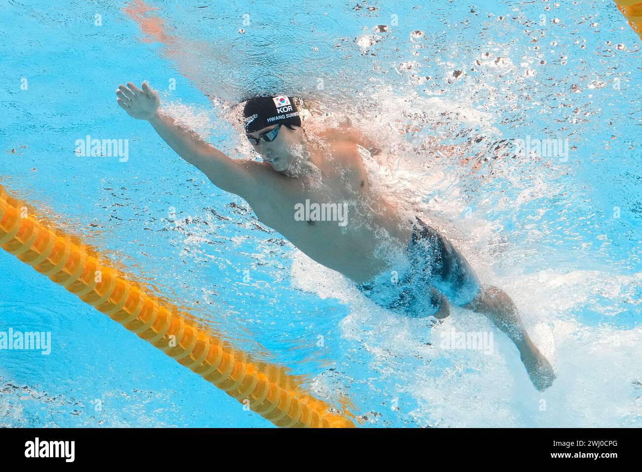 Hwang Sun-woo of South Korea competes in the men's 200-meter freestyle ...