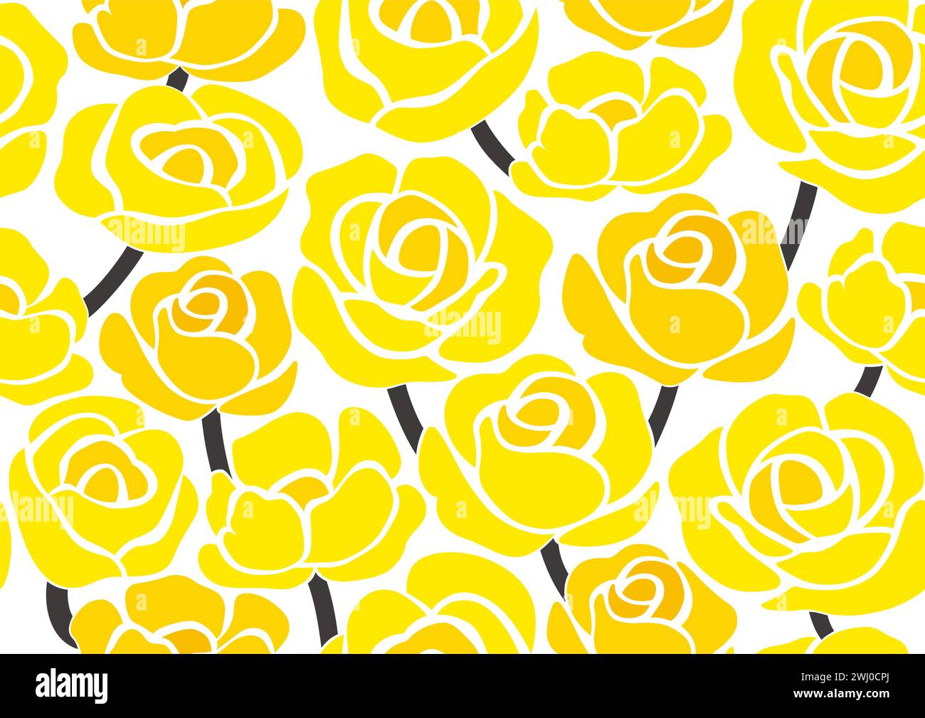 Seamless Yellow Rose Floral Pattern Vector Illustration Isolated On A ...