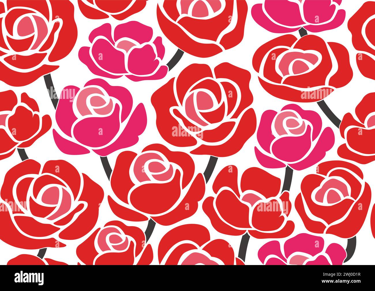 Seamless Red Rose Floral Pattern Vector Illustration Isolated On A ...