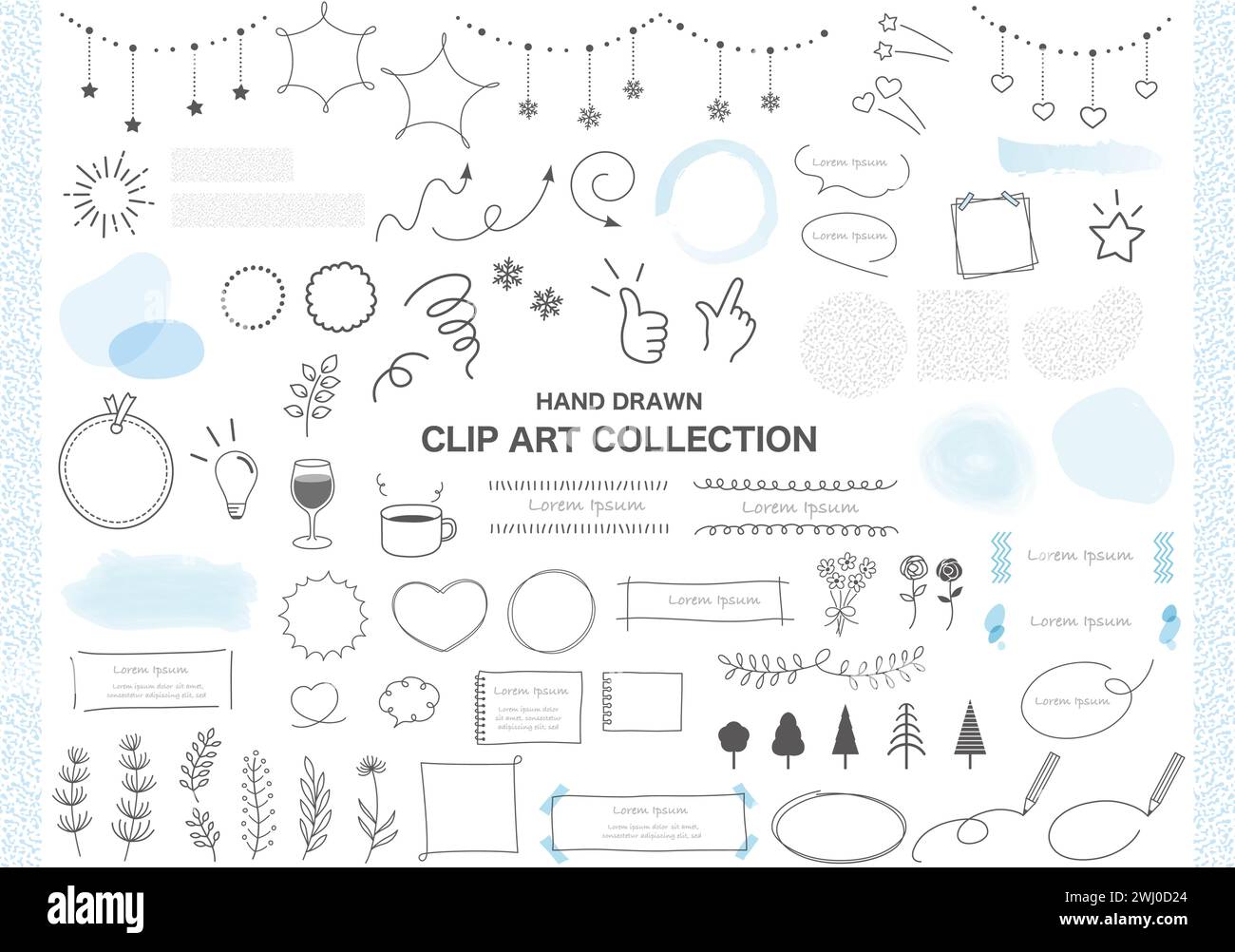 Set Of Vector Hand Drawn Clip Art Illustration Isolated On A White ...