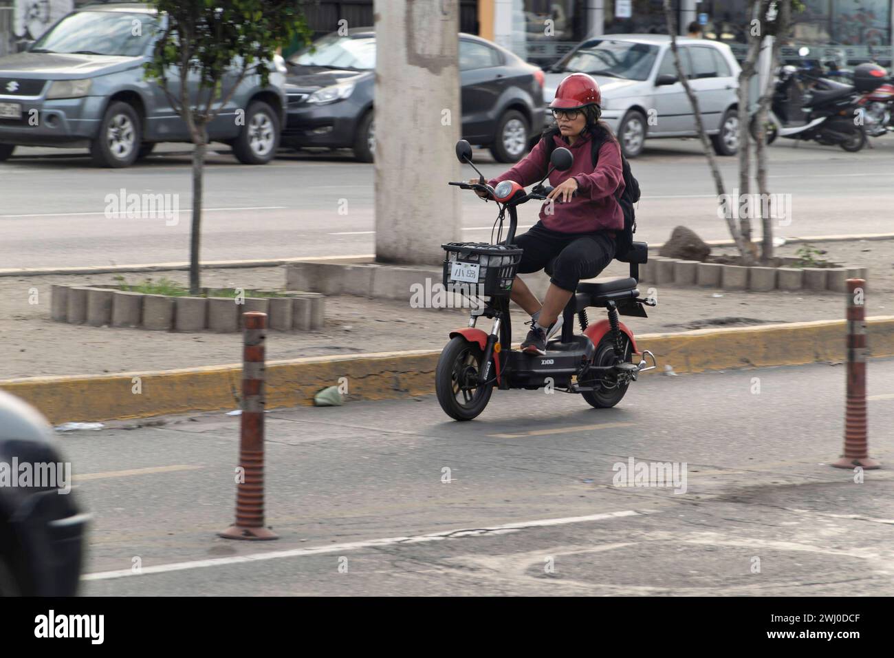 Ein Radweg in der Hauptstadt Lima Peru,09.02.2024 *** A cycle path in the capital Lima Peru ,09 ...