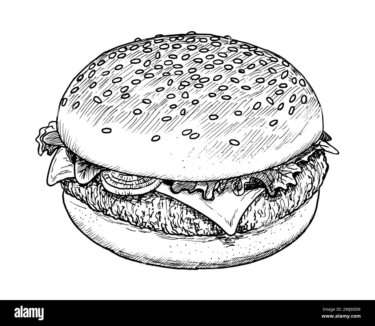 Drawing of hamburger - hand sketch of food Stock Vector Image & Art - Alamy