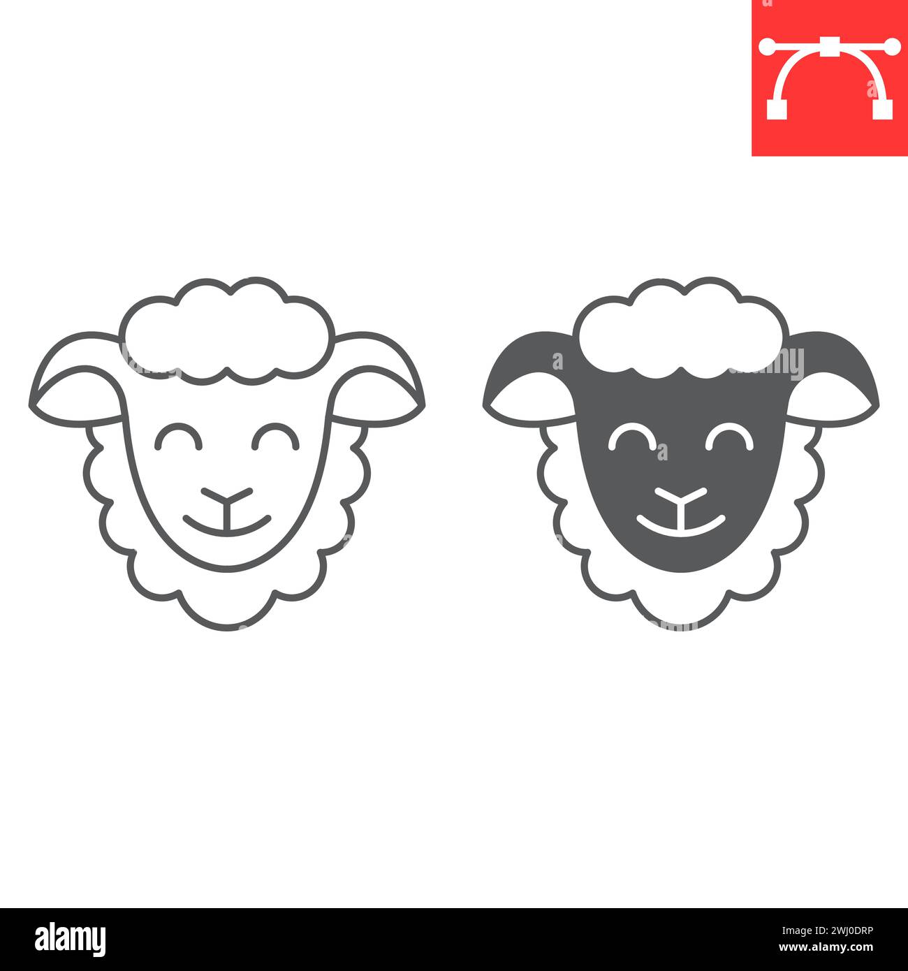 Sheep line and glyph icon, Easter and animal, sheep head vector icon ...
