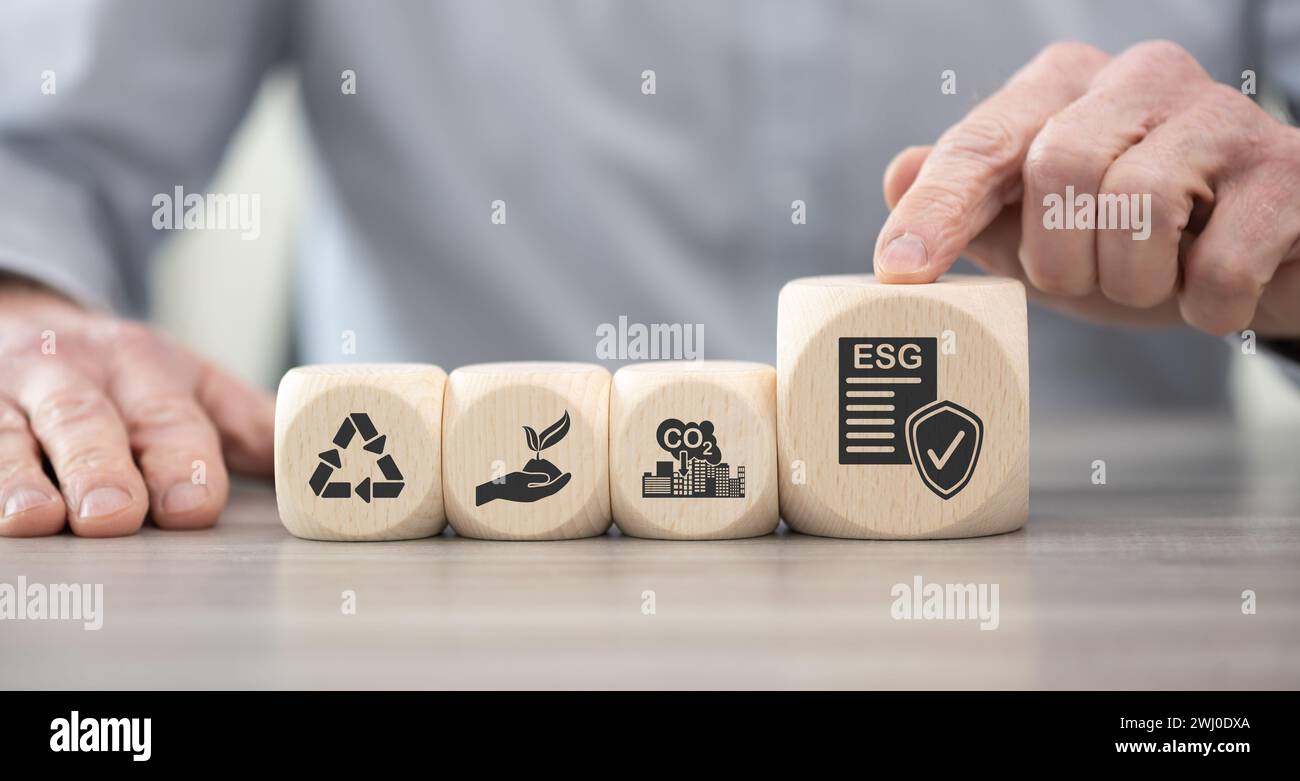 Wooden blocks with symbol of esg concept Stock Photo - Alamy