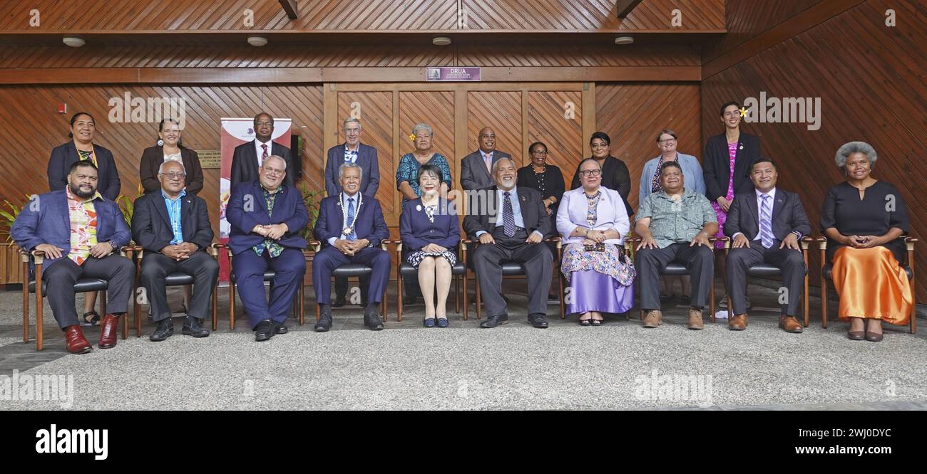 Japanese Foreign Minister Yoko Kamikawa (5th from L in front row) and ...