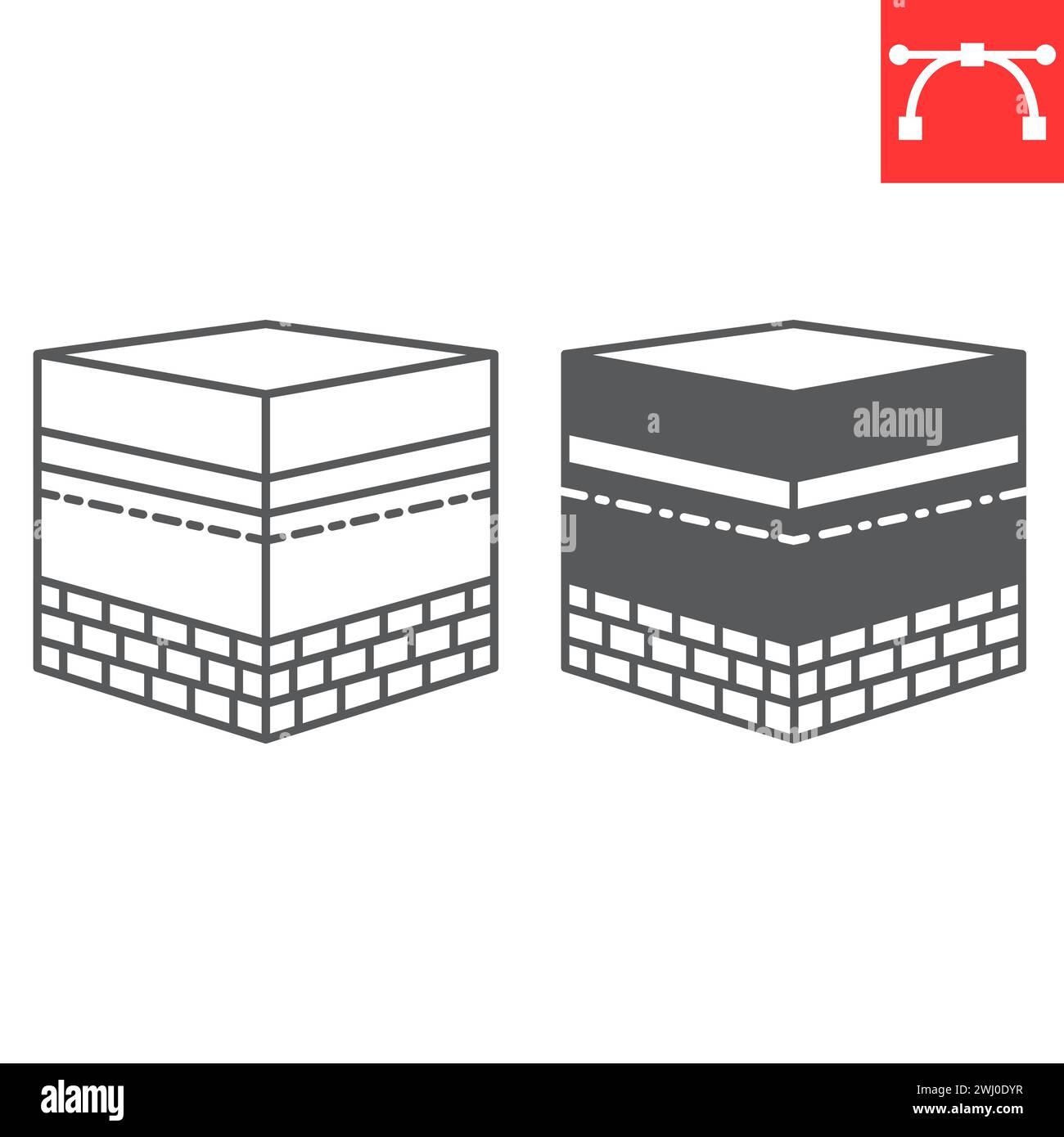 Mecca line and glyph icon, Ramadan and Islamic, makkah vector icon ...