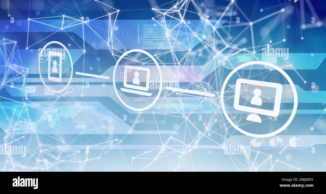 Web connections icons against blue hi-res stock photography and images ...