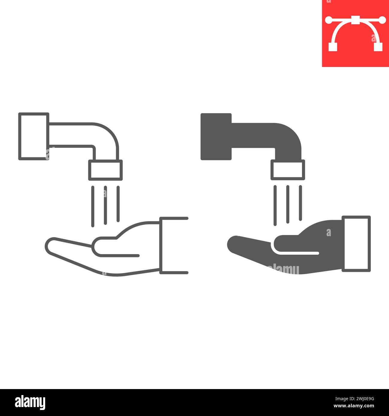 Islamic wudu line and glyph icon, Ramadan and hygiene, ablution vector ...