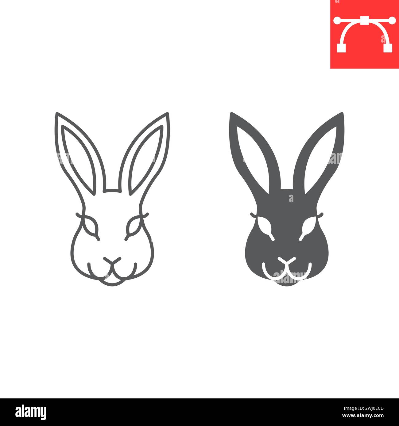 Rabbit line and glyph icon, Easter and animal, bunny face vector icon ...