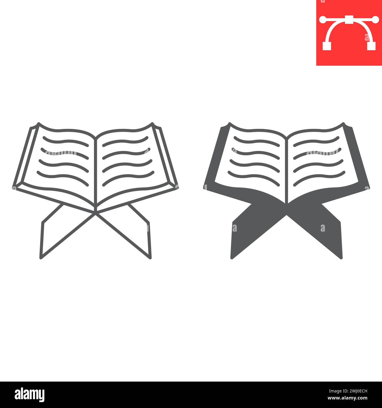 Koran line and glyph icon, Ramadan and Islamic, quran vector icon ...